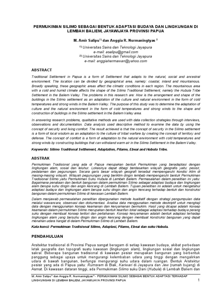 Permukiman Silimo Sebagai Bentuk Adaptasi Budaya Dan Lingkungan Di ...