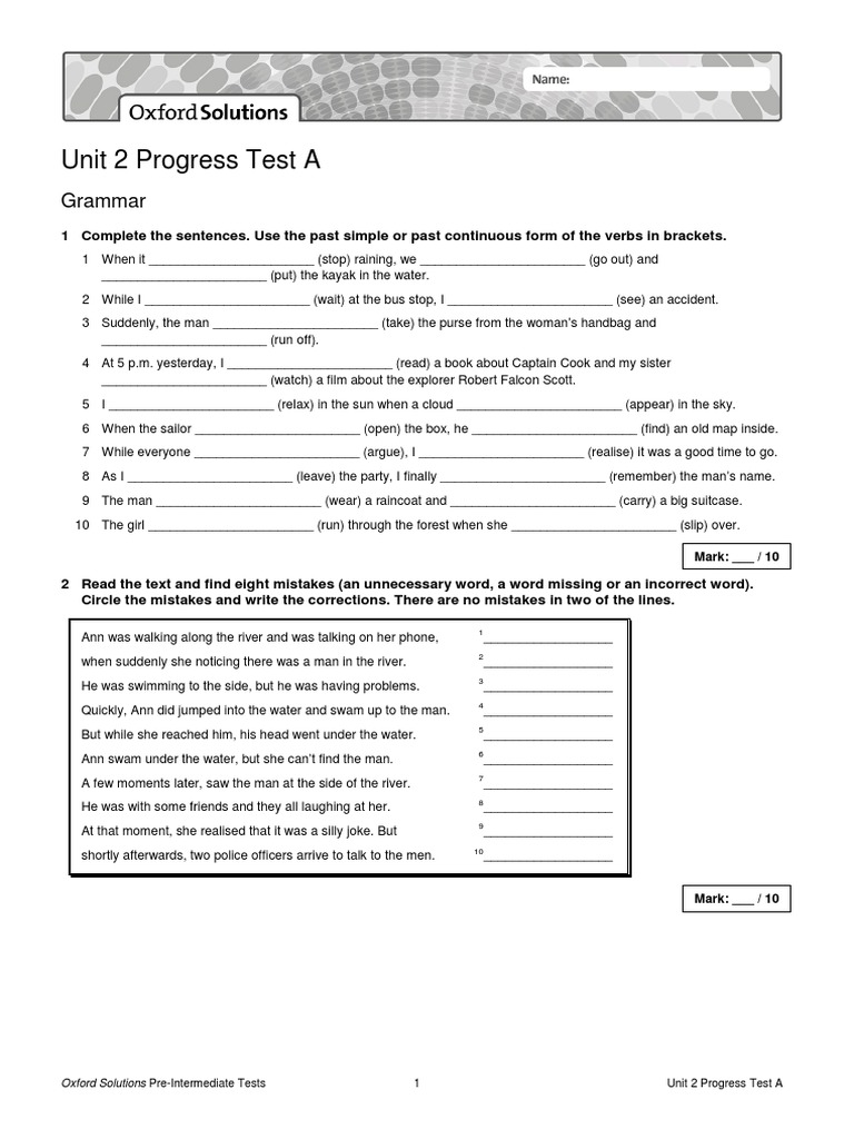 Oxford Solutions Pre-Int Progress Test Unit 2 A | PDF | Mount Everest