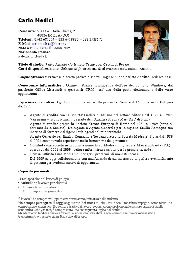 Curriculum Carlo Medici | PDF