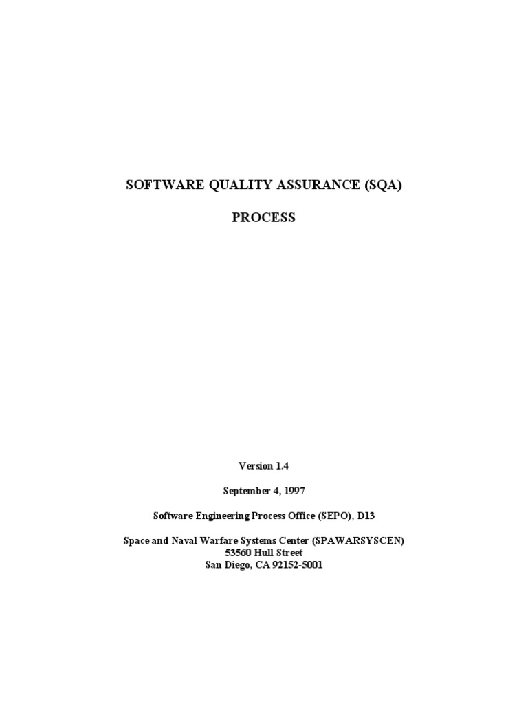 SPAWAR SwQualityAssuranceProcess-1 | PDF | Software Testing | Audit