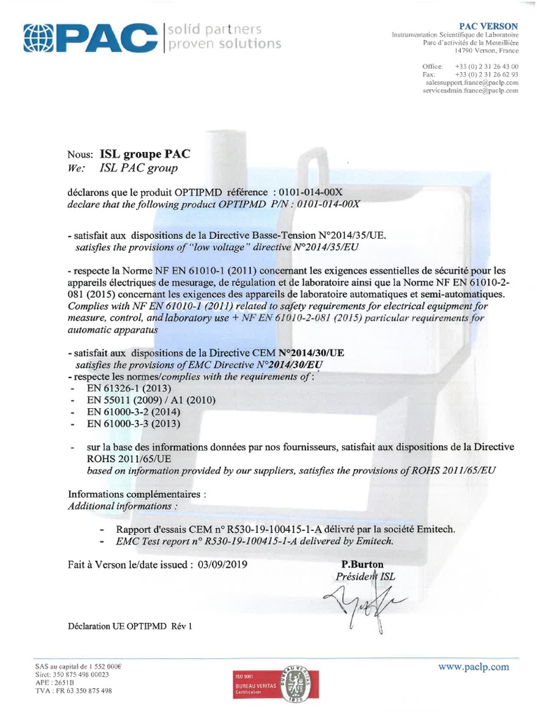 Declaration UE OptiPMD | PDF