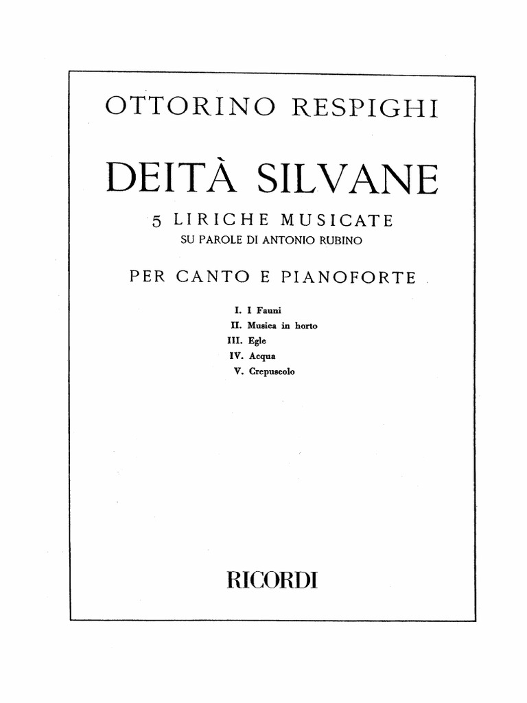Respighi - Deità Silvane | PDF