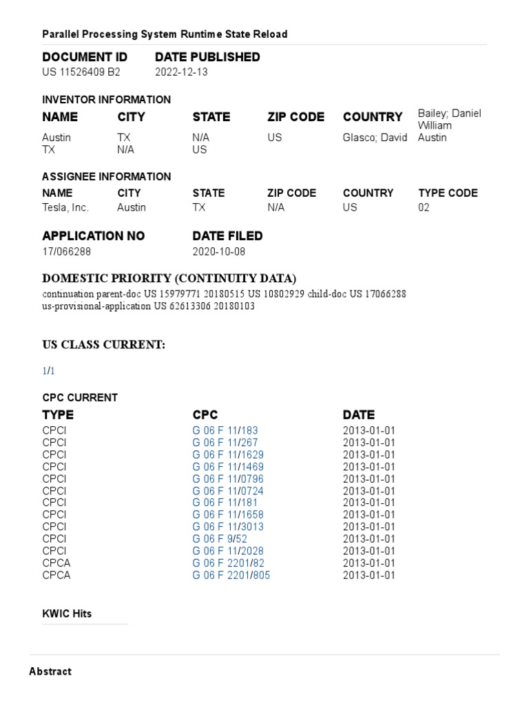 Tesla Patent | PDF | Central Processing Unit | Input/Output