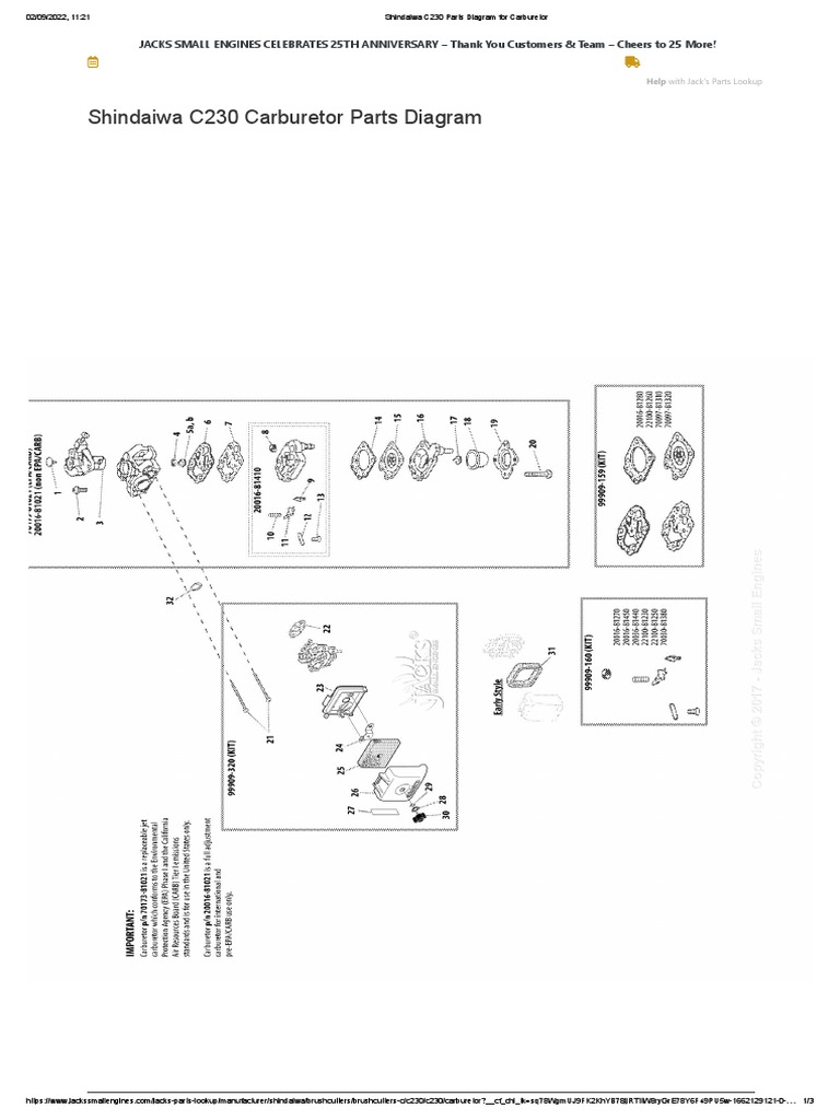 Shindaiwa C230 Parts Diagram For Carburetor | PDF | Carburetor | Valve