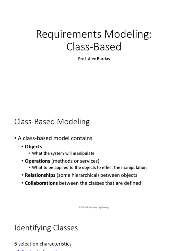 Lec 9 Class Based Modeling Pdf Class Computer Programming Object Computer Science 