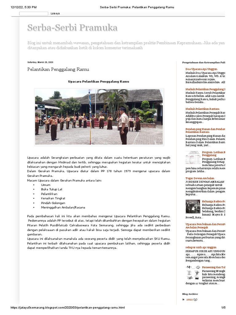 Serba-Serbi Pramuka - Pelantikan Penggalang Ramu | PDF
