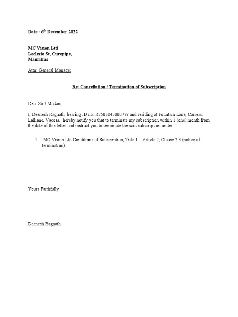 MC Vision Letter | PDF