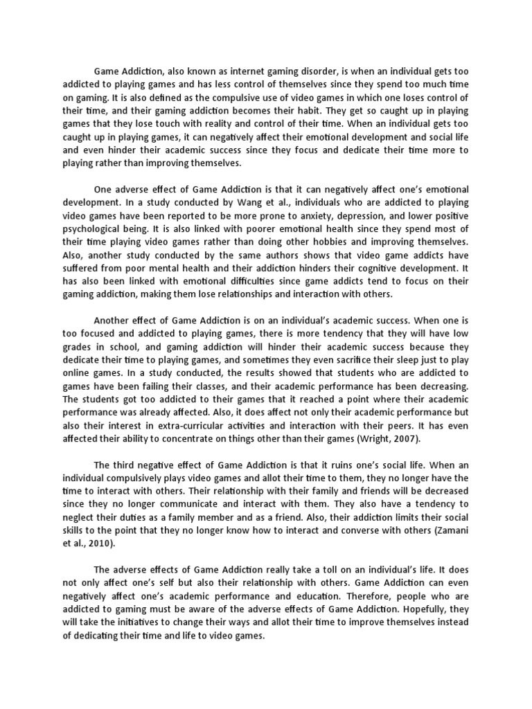 Game Addiction | PDF | Mental Health | Social Psychology