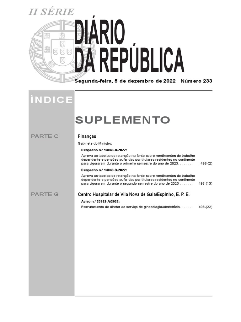 Tabelas Retencao IRS 1 Semestre 2023 | PDF