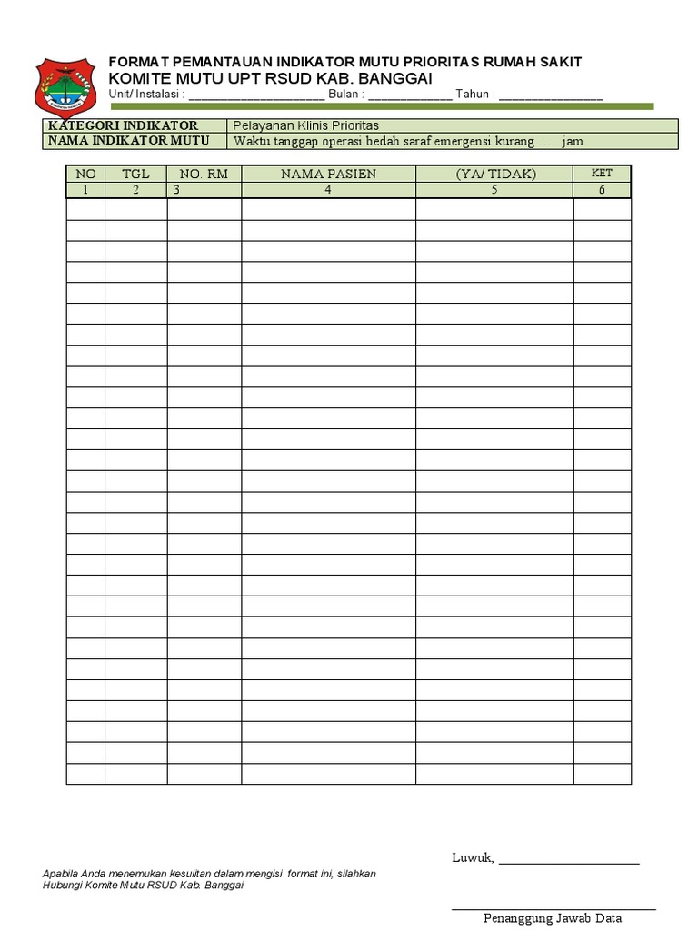 FORM Indikator Mutu Prioritas - Pelayanan Prioritas | PDF
