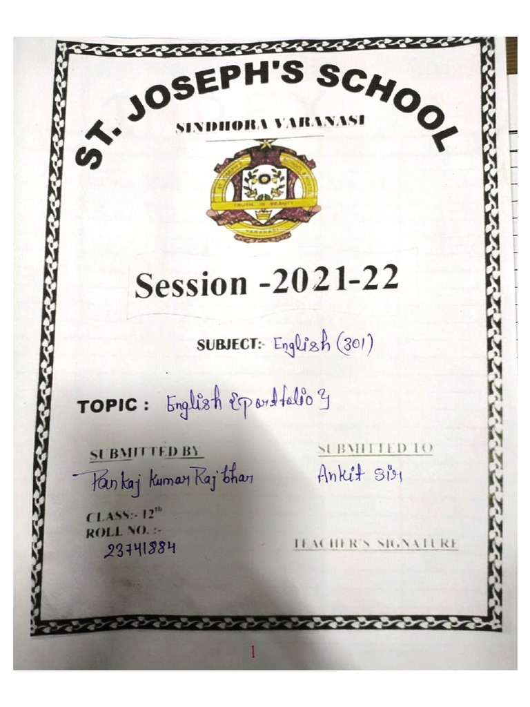 Sample Practicle File 2021 22 English Pdf