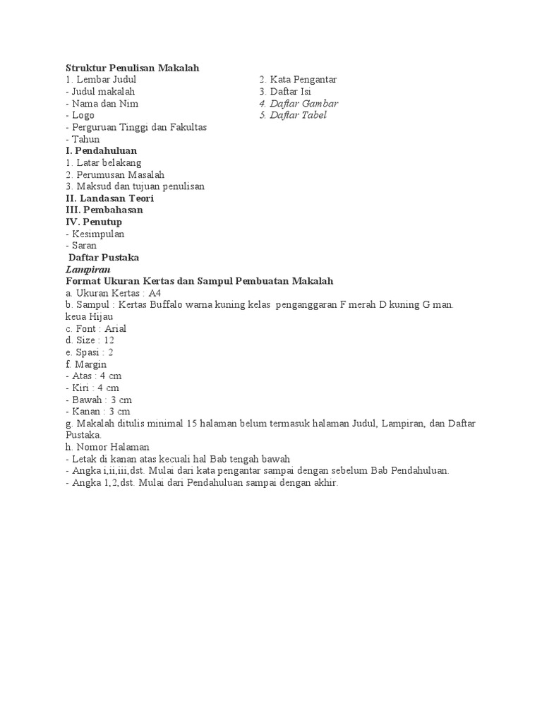 Struktur Penulisan Makalah | PDF
