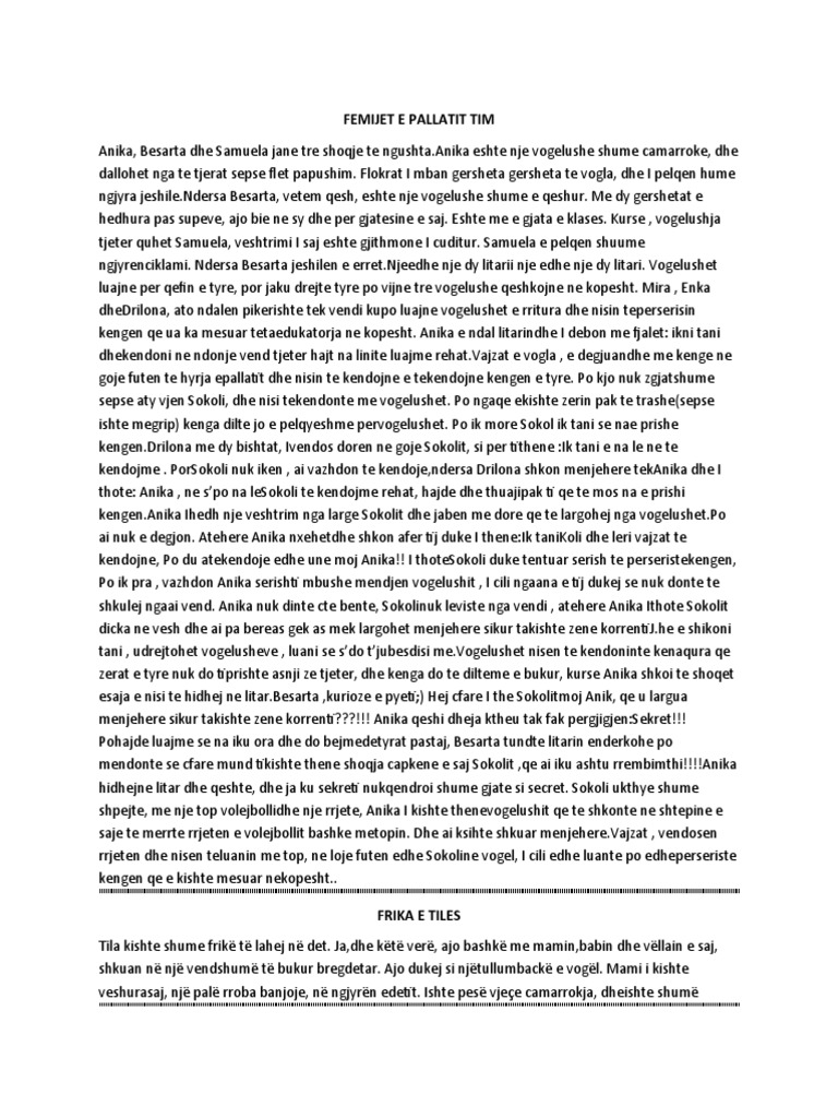 Femijet e Pallatit Tim - Tregim Per Femij | PDF