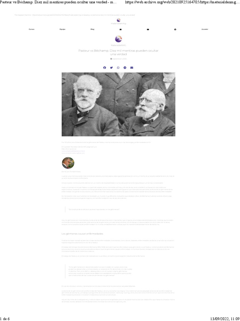 Pasteur y Béchamp: La verdad oculta | PDF | Microorganismo | Luis Pasteur