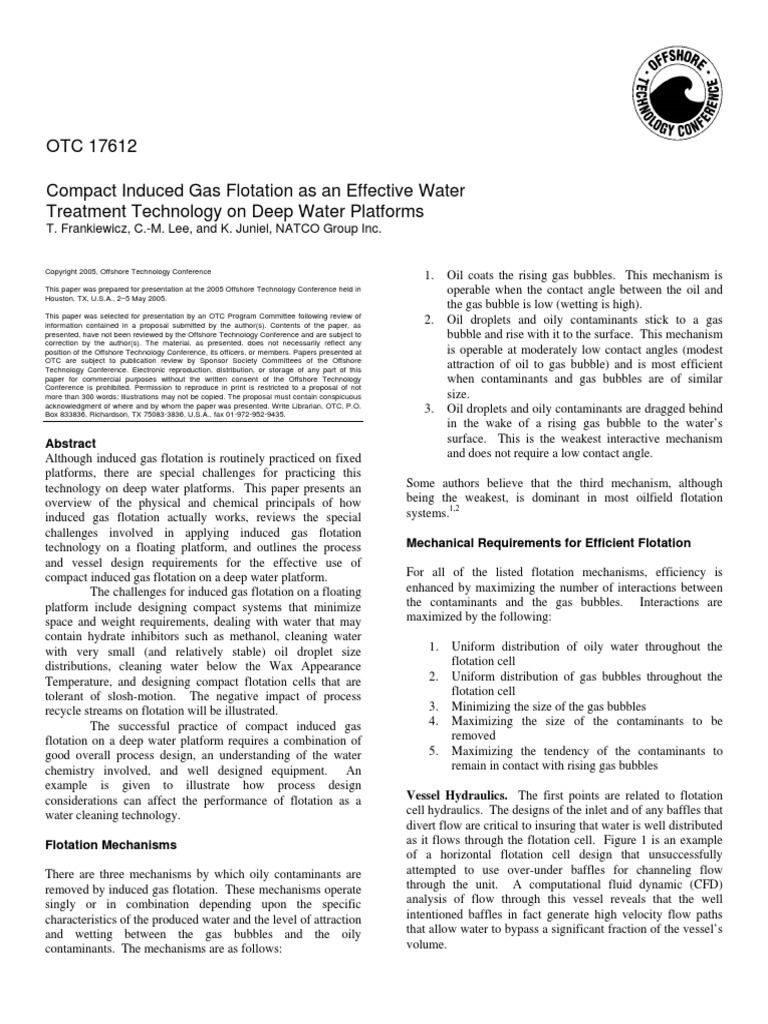 OTC 17612 Compact Induced Gas Flotation As An Effective Water Treatment ...