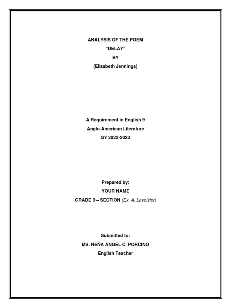 Poem Analysis | PDF | Poetry