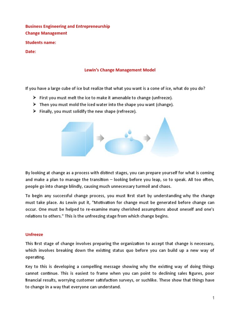 Lewin's Change Management Model Explained | PDF | Change Management ...