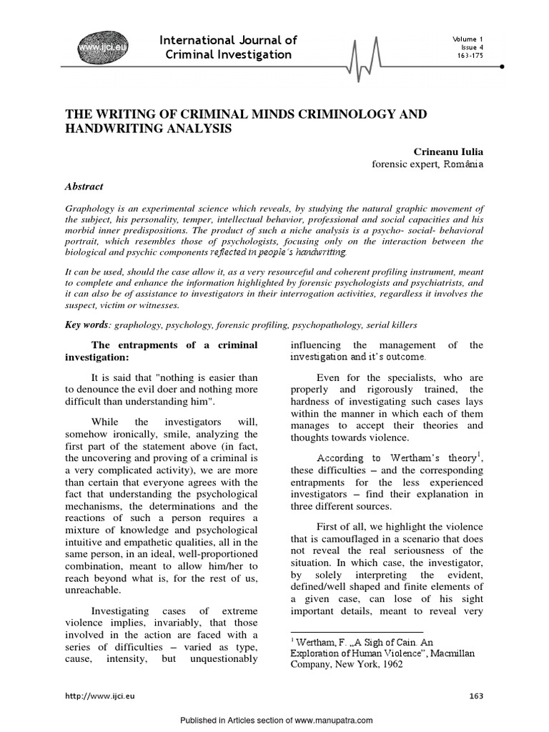 Revealing the Criminal Mind: Using Graphology and Handwriting Analysis ...