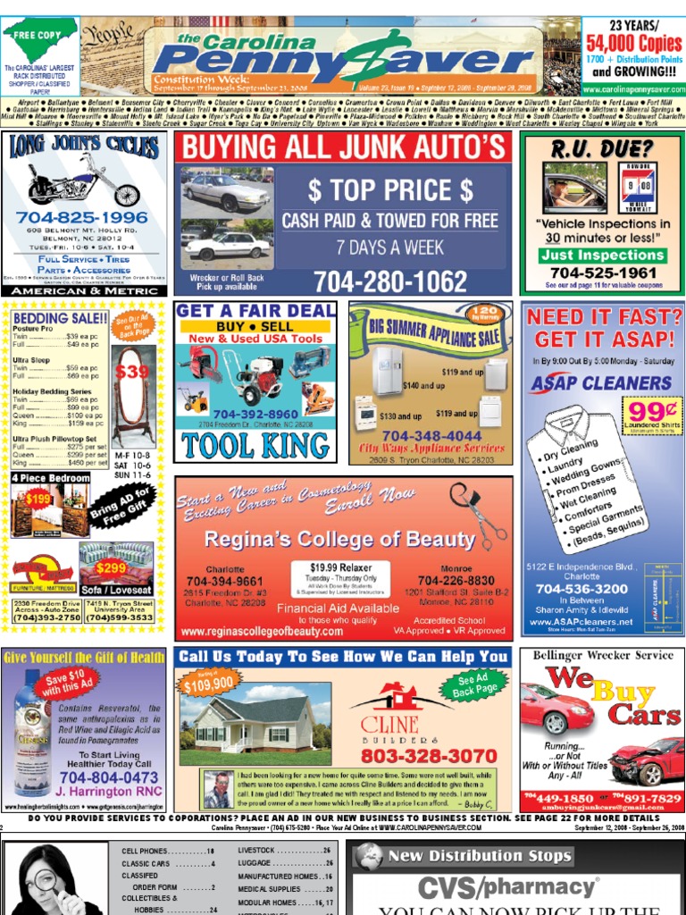 Carolina PennySaver September 12, 2008 Issue | PDF | Direc Tv | Hbos