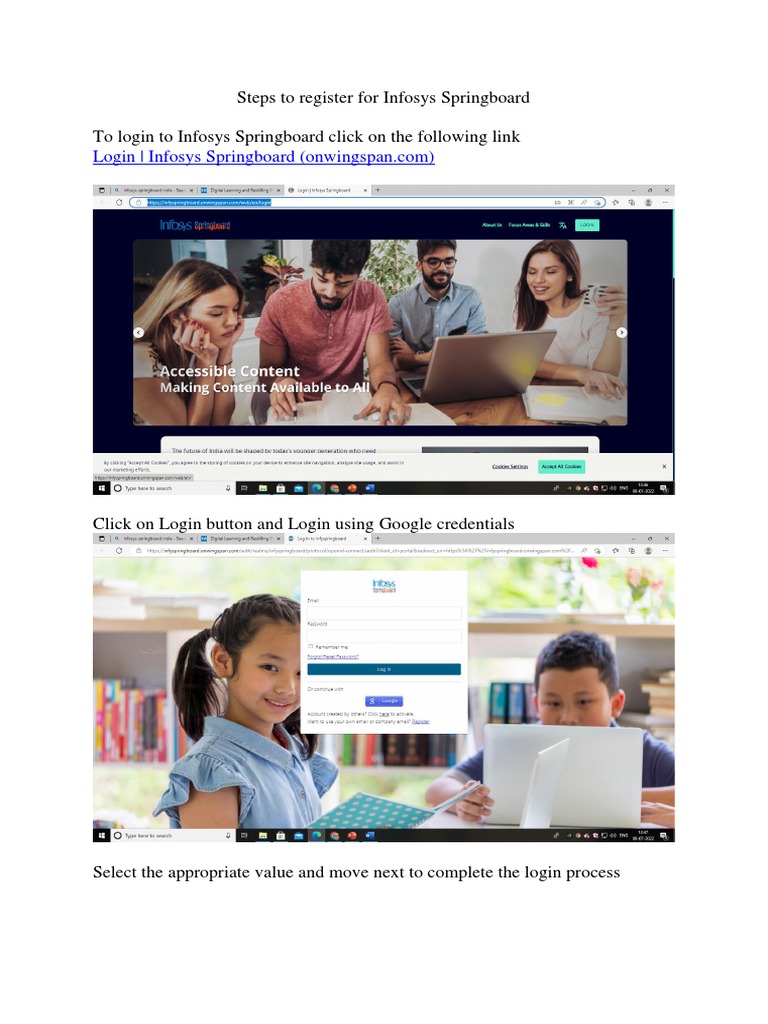 Steps To Register For Infosys Springboard | PDF