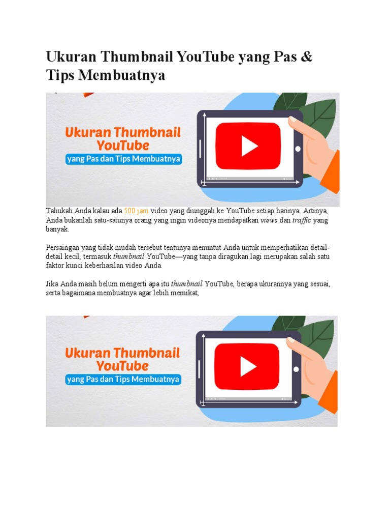 Ukuran Thumbnail YouTube Yang Pas | PDF