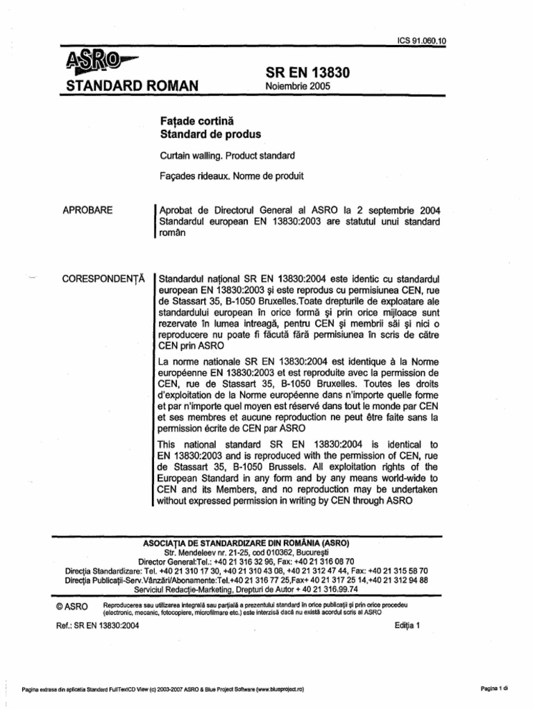 SR en 13830 Fatada Cortina - Standard de Produs | PDF