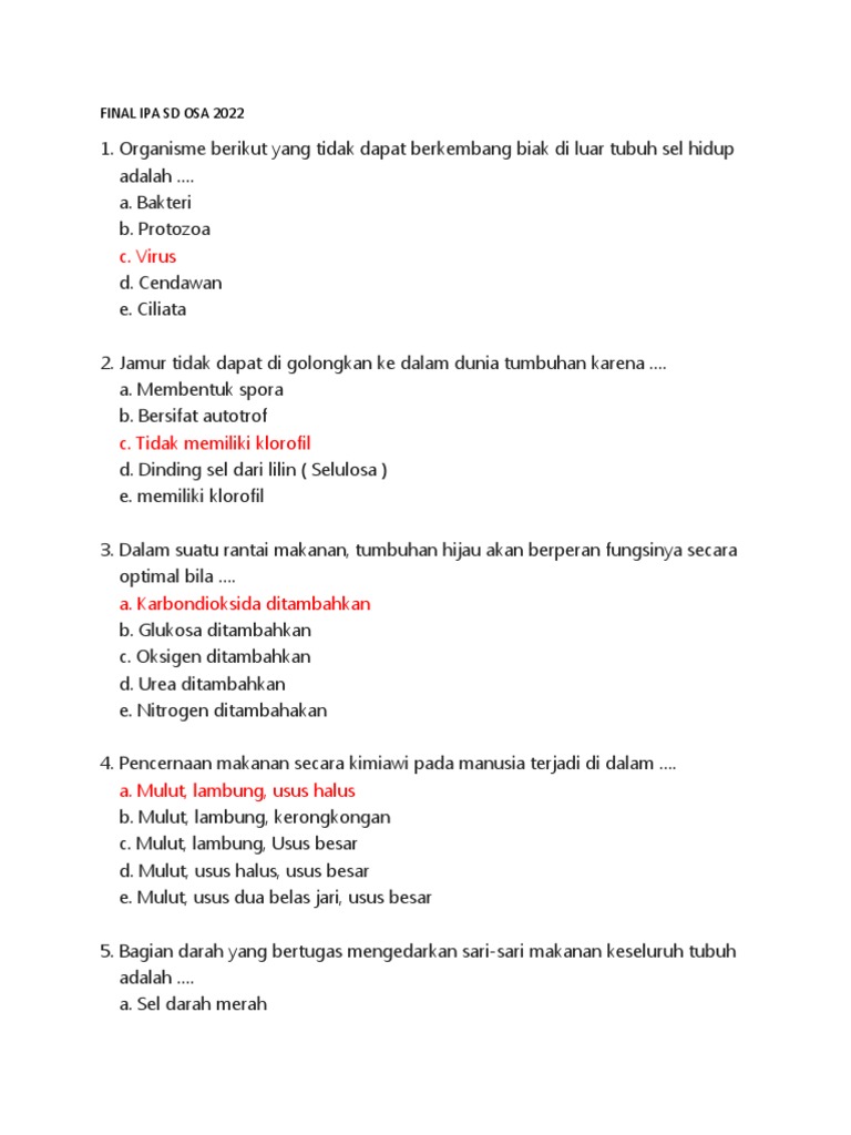 Final Ipa SD Osa 2022 | PDF | Griya & Taman | Kesehatan Holistik