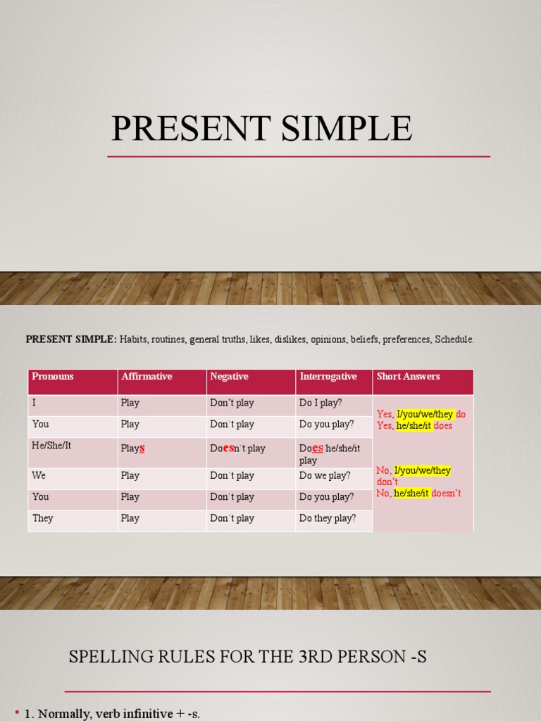 Present Simple | PDF | Grammar | Linguistic Morphology