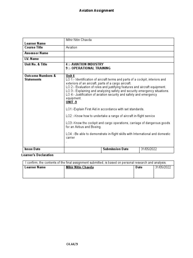 Mihir Aviation Assignment Written | PDF | Dangerous Goods | Aerospace