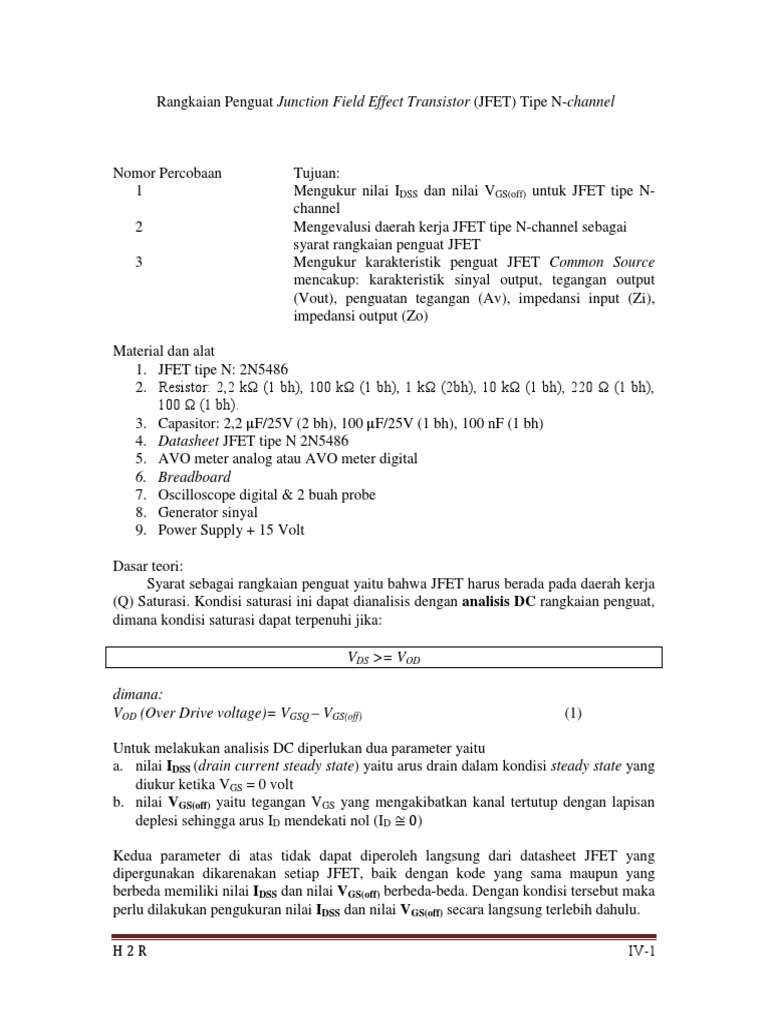 Modul IV Simulasi JFET | PDF