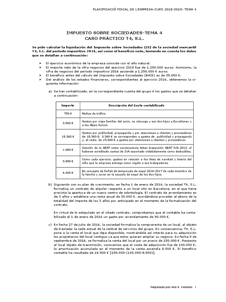 Tema 4-Caso Práctico - Enunciado y Resolución | PDF | Devengo ...