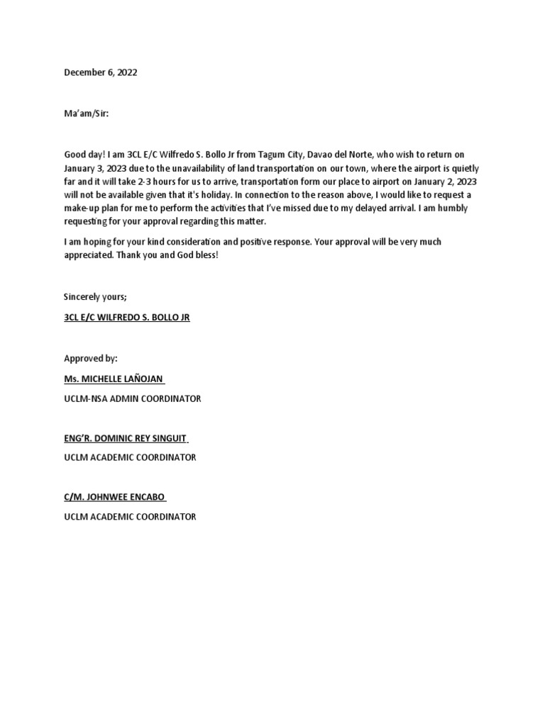 Arrival Letter | PDF