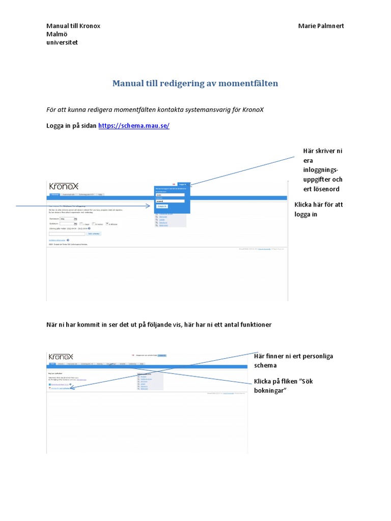 Kronox Manual Till Redigering Av Momentfälten 2019 | PDF