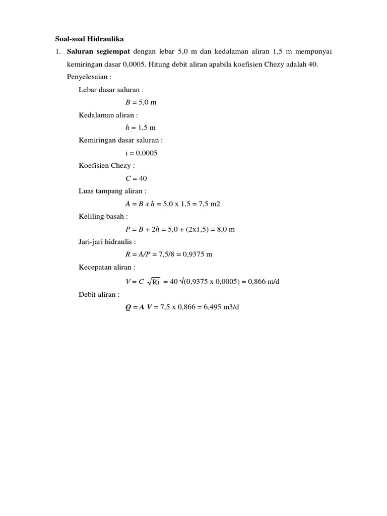 Latihan Soal Hidrolika 2 | PDF