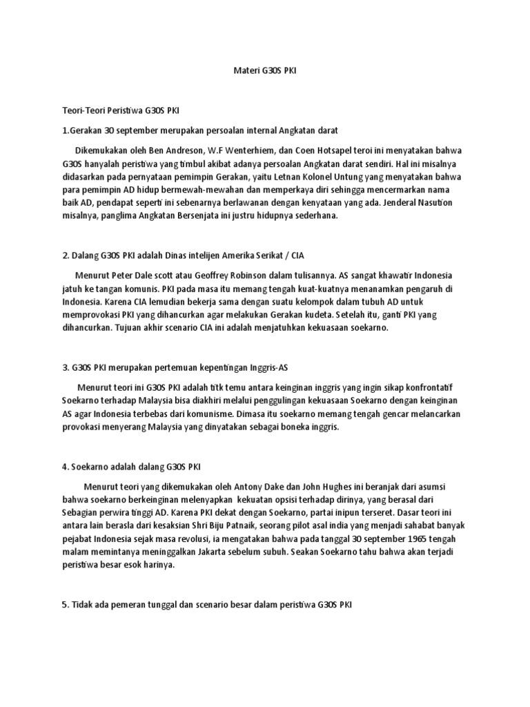 Teori Konspirasi G30S PKI | PDF