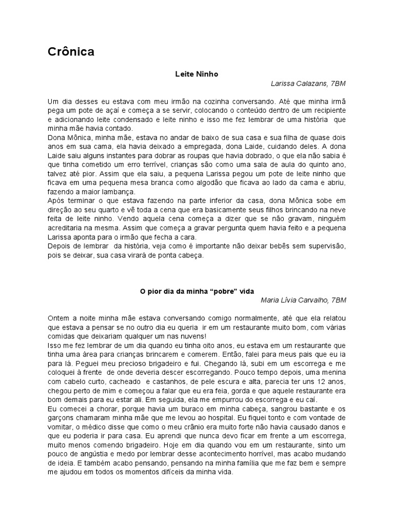 Crônica | PDF | Telefone | Amizade