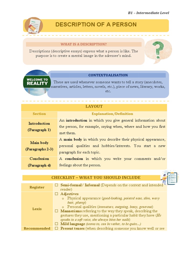 A Portrait of a Friend: Describing a Close Acquaintance | PDF ...