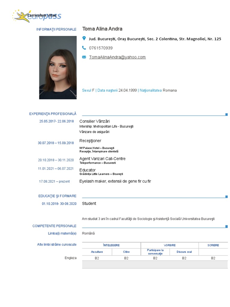Toma Alina CV | PDF