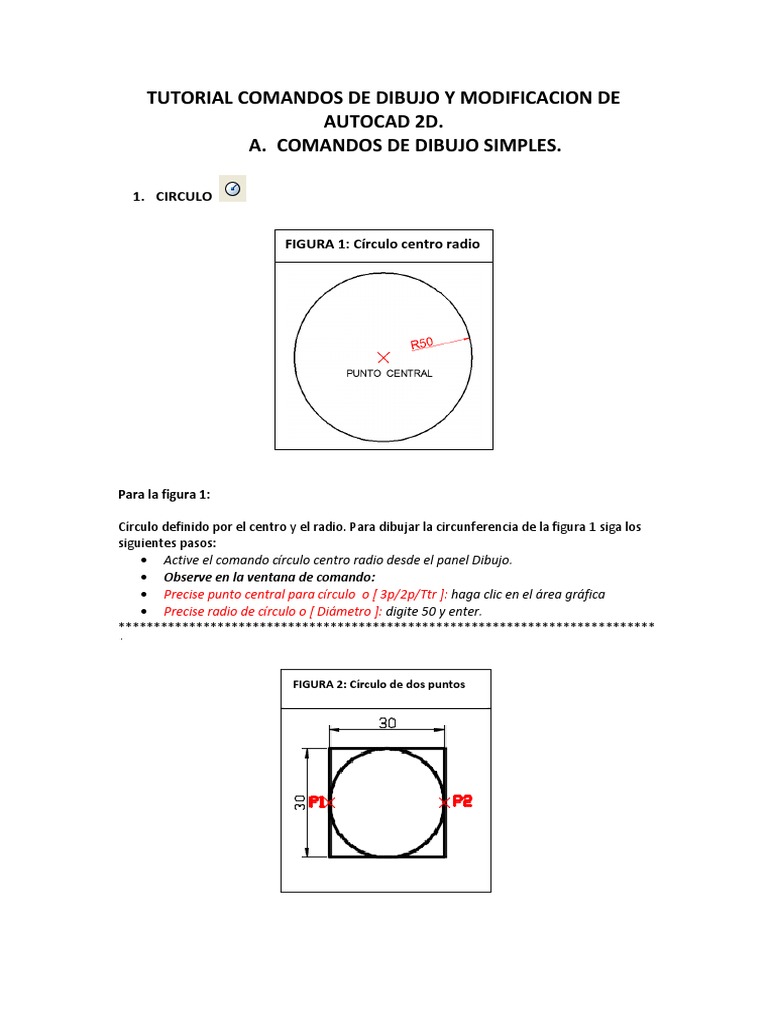 Tutorial Comandos Version 2018 Pdf Elipse Hora