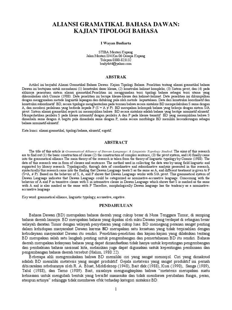 Aliansi Gramatikal Bahasa Dawan Kajian T 2ea17634 | PDF