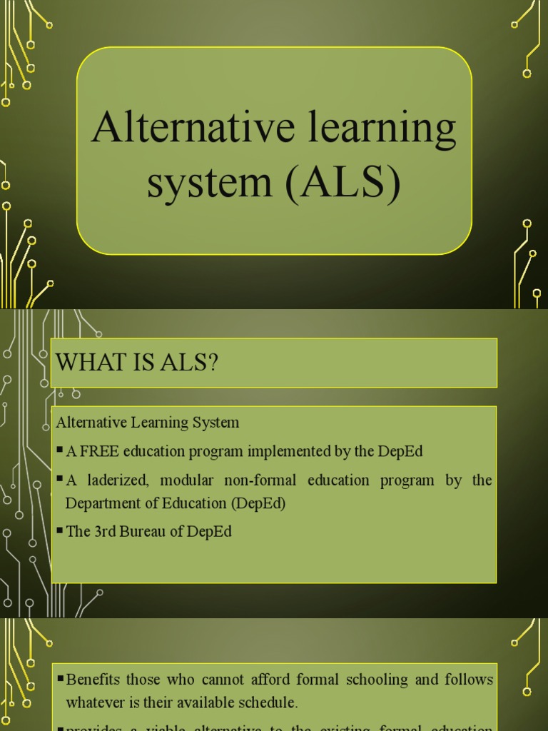 Alternative Learning System (ALS) | Download Free PDF | Literacy | Learning