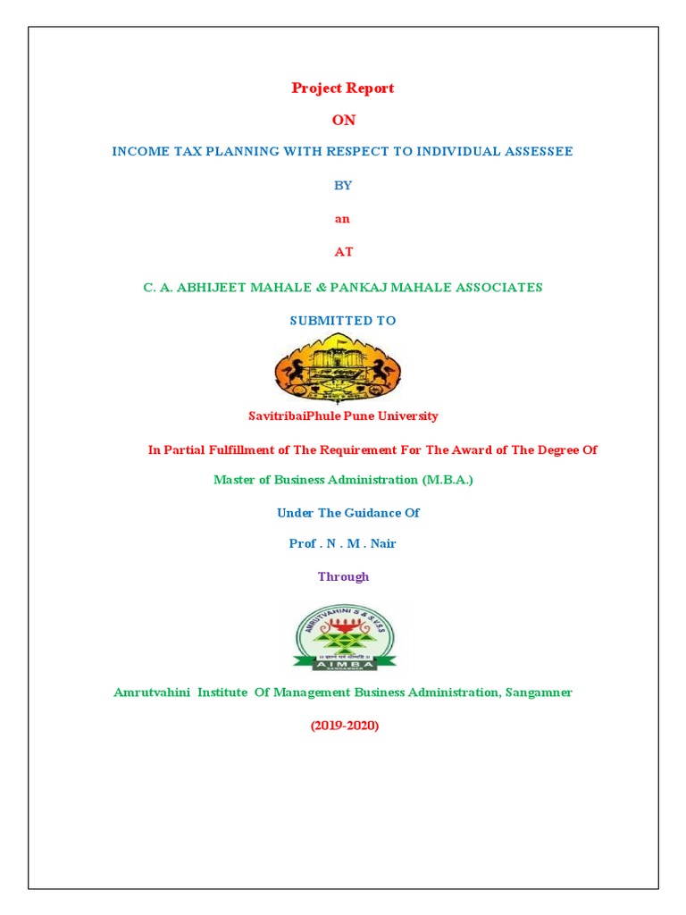 Final Project Report On Tax Planning PDF | PDF | Cost Of Living ...