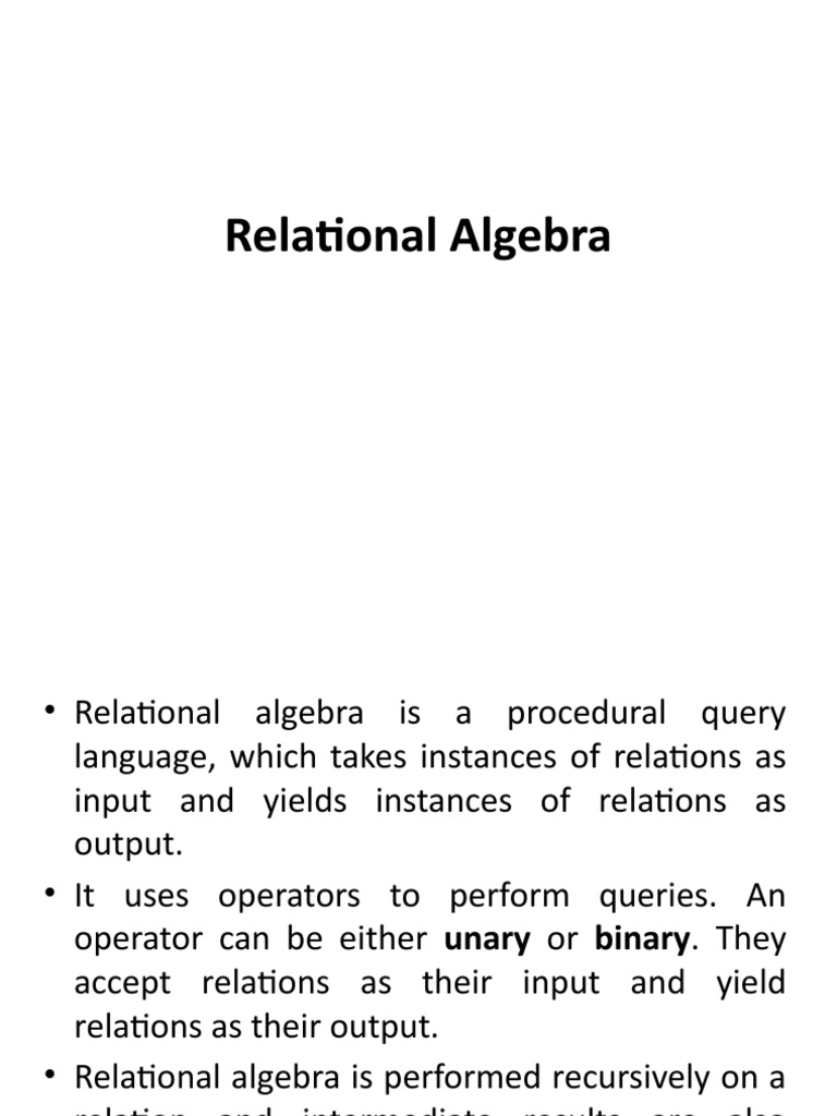 Relational Algebra Fundamentals | PDF | Relational Model | Mathematical ...