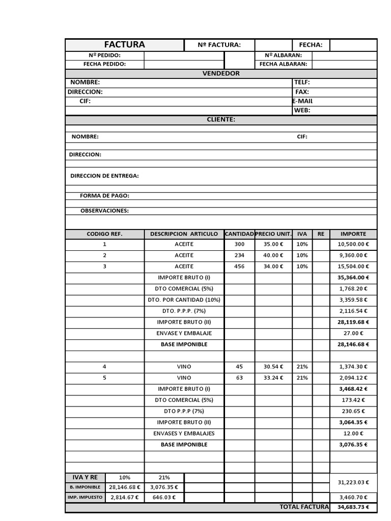 Modelo Factura | PDF | Factura | Documentos empresariales