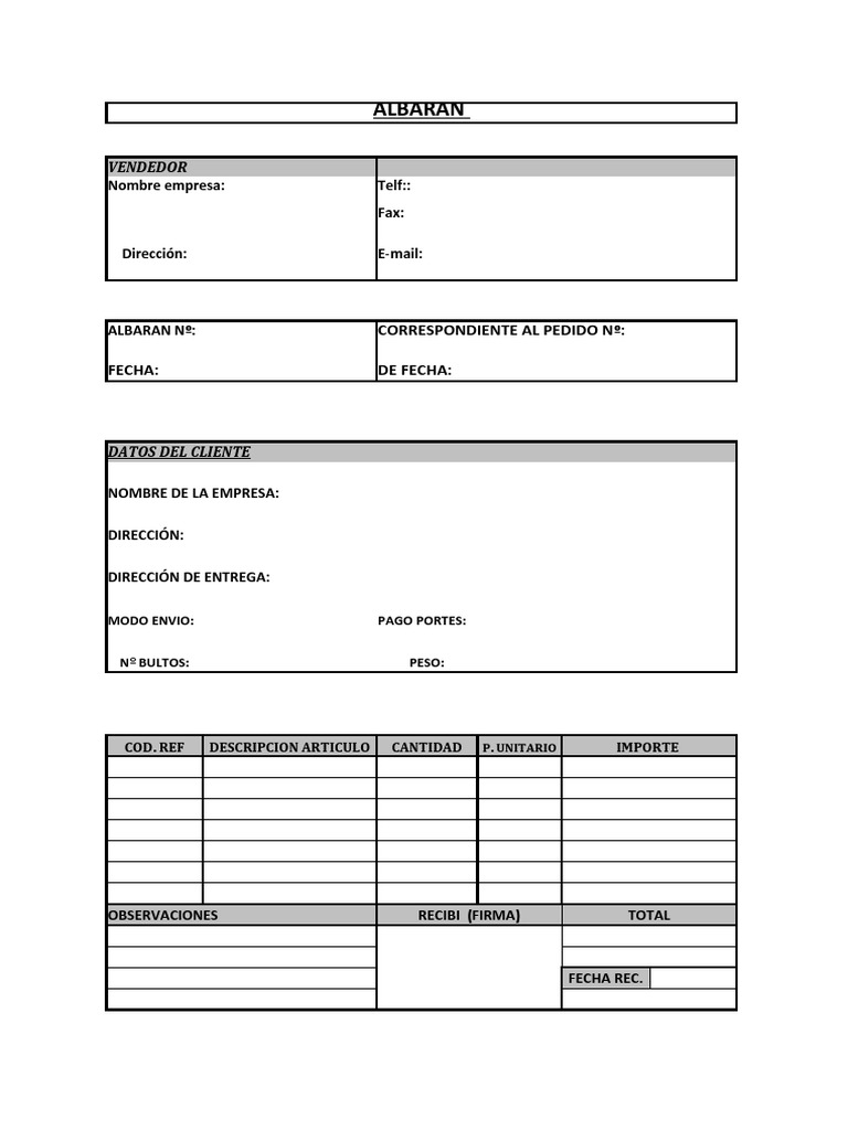 Modelo Albarán | PDF
