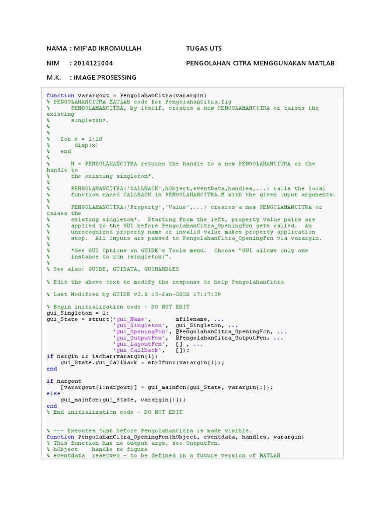 UTS Image Prosessing Mif'ad Ikromullah | PDF | Command Line Interface | Matlab