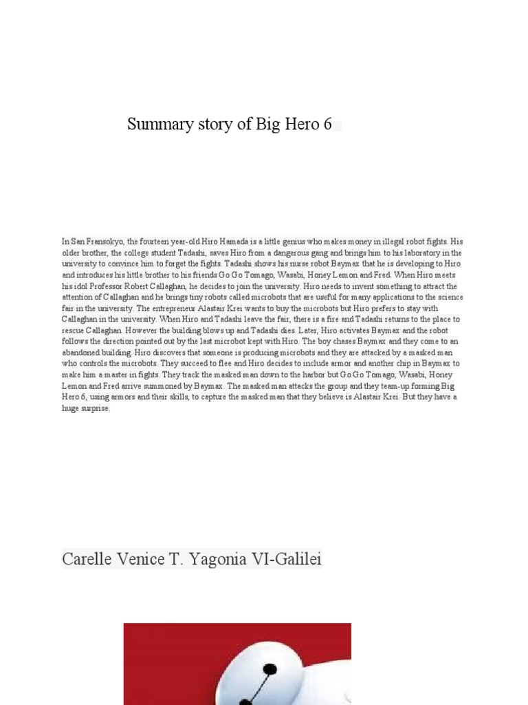 Summary Story of Big Hero 6 | PDF