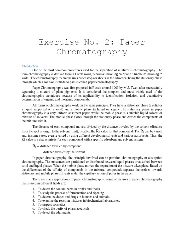Paper Chromatography Experiment Guide | PDF | Chromatography | Elution