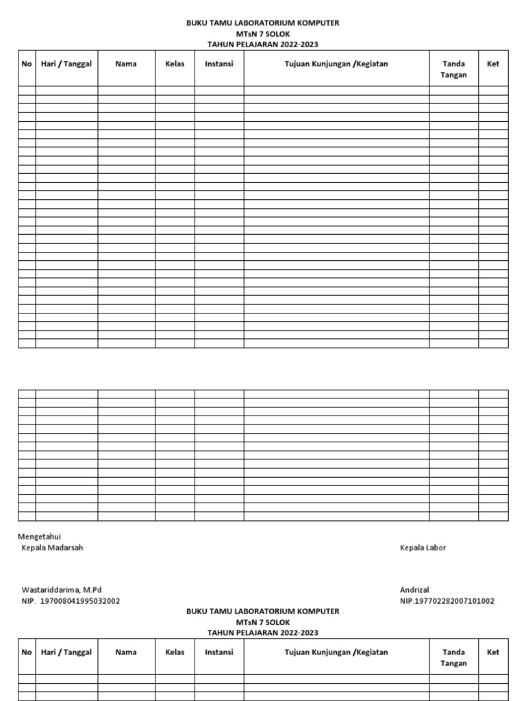 Buku Tamu Labor Komputer | PDF