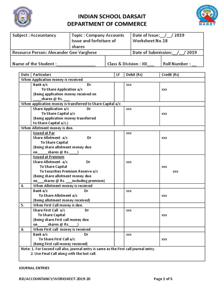 Worksheet 18 Company Issue of Shares | PDF | Pro Rata | Stocks